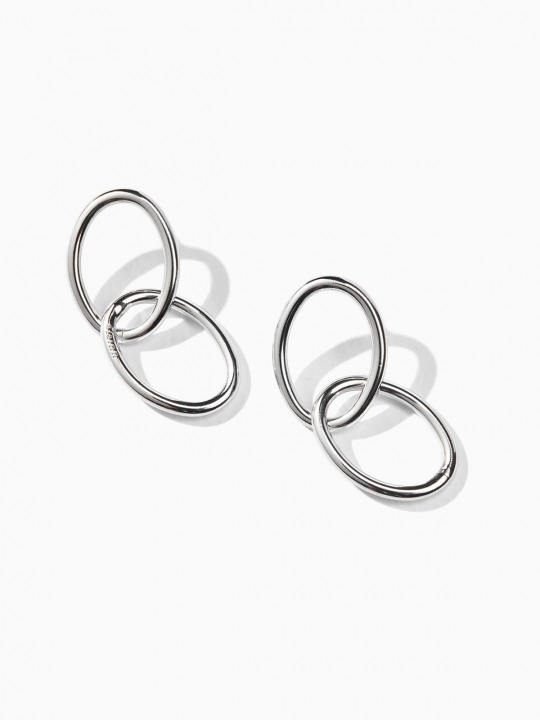 double oval ring pipe earring - HAGO(하고)