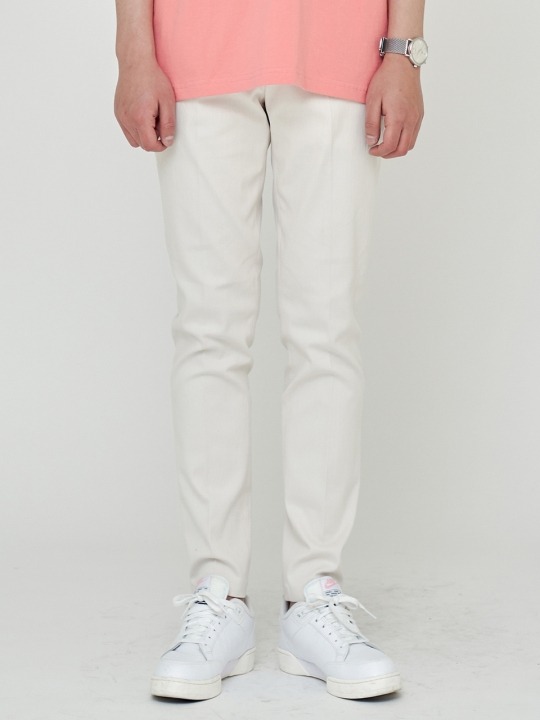 STRAIGHT FIT BANDING SLACKS CREAM - 하고(HAGO)