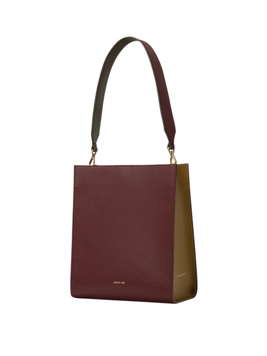 HIEMS COR 21 SHOPPER M-TOTE BAG BURGUNDY/OLIVE - 하고