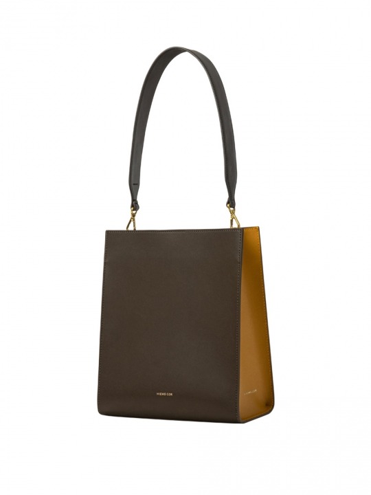 HIEMS COR 21 SHOPPER M-TOTE BAG DEEP BROWN/MUSTARD - HAGO(하고)