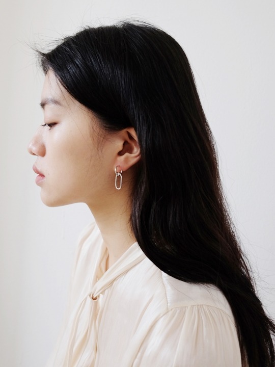 Oval Ring Siver Earring - HAGO(하고)