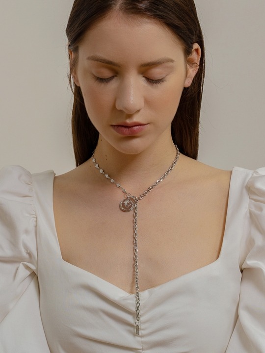 Silver coin choker necklace - HAGO(하고)
