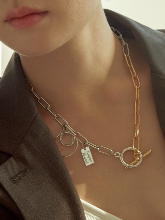 balance chain necklace-mix - HAGO(하고)