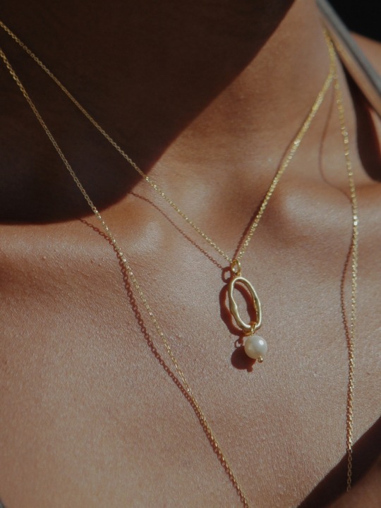 CL078 Bumpy oval pearl gold necklace - HAGO(하고)