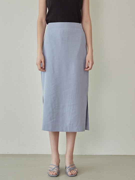 SOFT SLIT LONG SKIRT_SKY BLUE - HAGO(하고)
