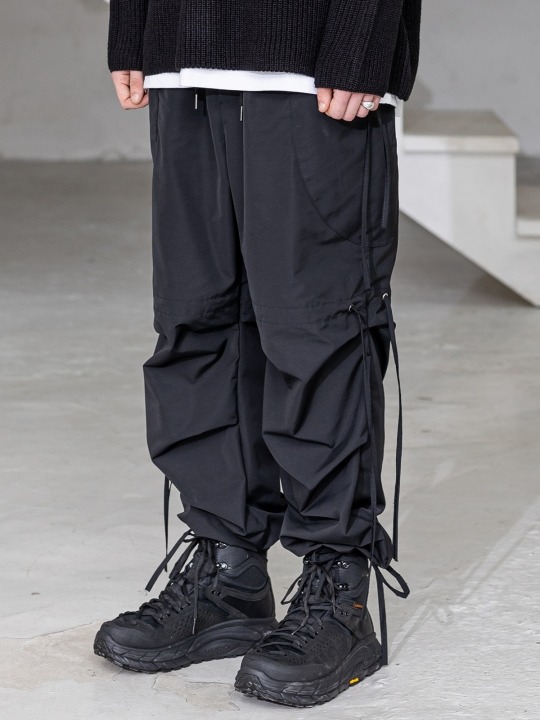 EIGHT WAY STRAP TRACK PANTS MSZTP003-BK - HAGO(하고)
