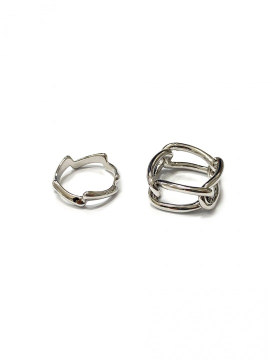 CL146 [set] silver string ring - HAGO(하고)