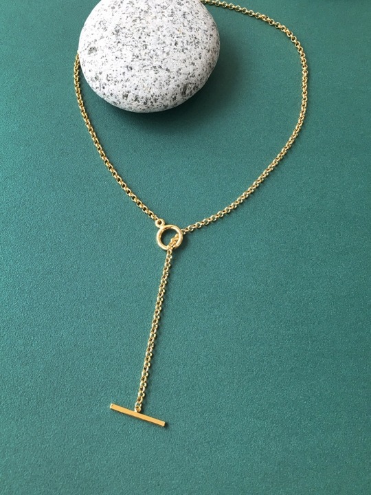 BAR Y DROP CHAIN NECKLACE - HAGO(하고)