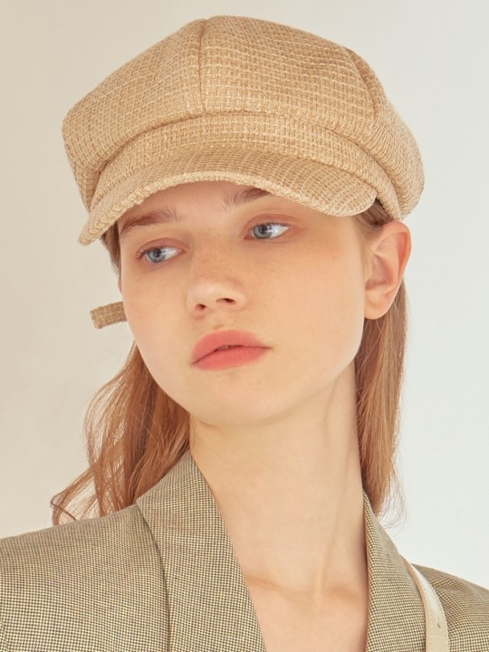 boni newsboy cap - tweed beige - 하고