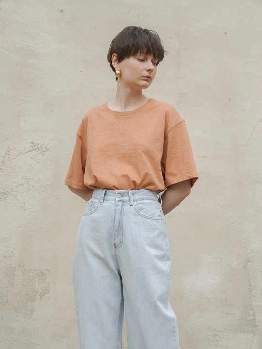 Pigment Washing Cotton RT-Shirt, Brick - HAGO(하고)