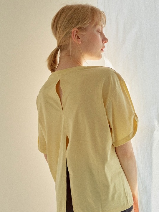 Back Slit T-shirt Yellow - HAGO(하고)
