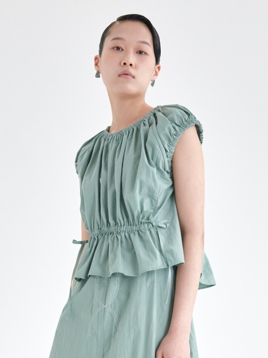 SHIRRING BLOUSE - MINT - HAGO(하고)