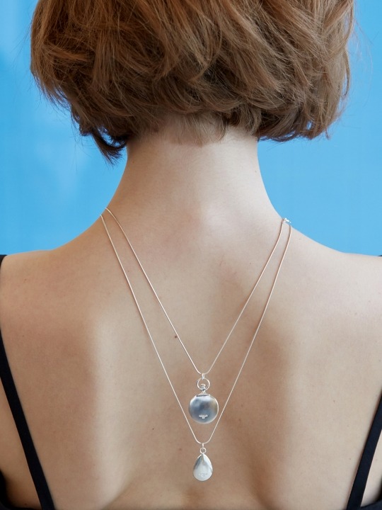 bold water drop necklace silver - HAGO(하고)