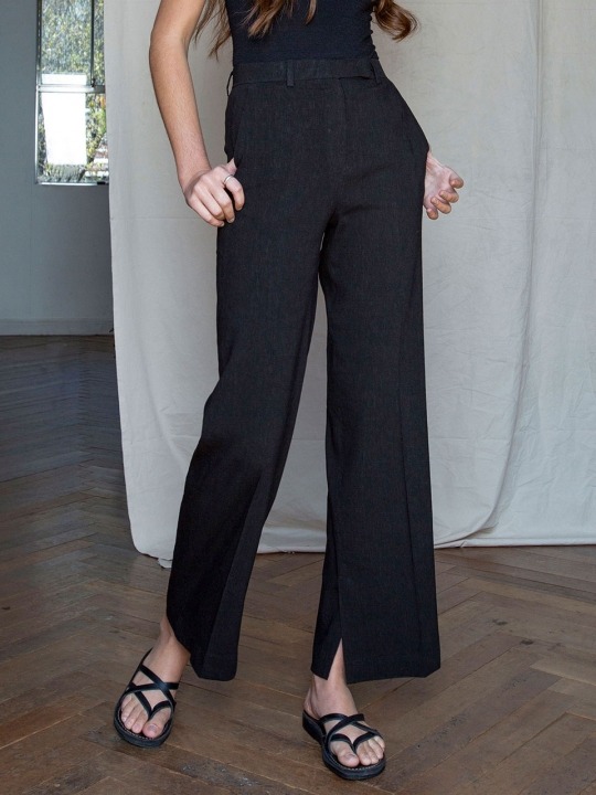 SI PT 7004 Boot-cut Slit Slacks_Black - HAGO(하고)