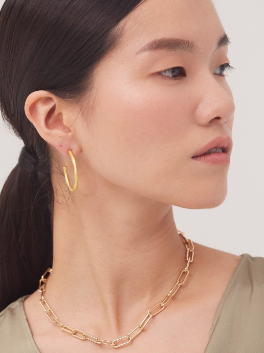 BUMPY HOOP EARRING GOLD - 하고