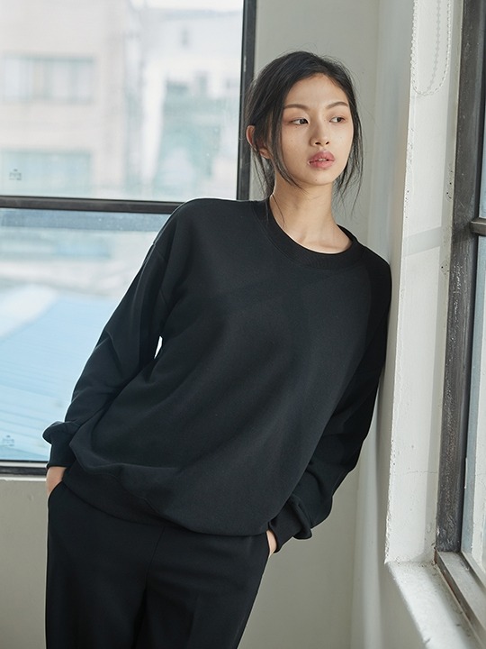 easy sweat shirts (black) - HAGO(하고)