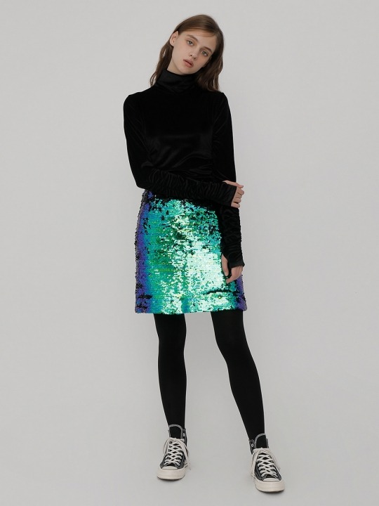 R SPANGLE MINI SKIRT - HAGO(하고)