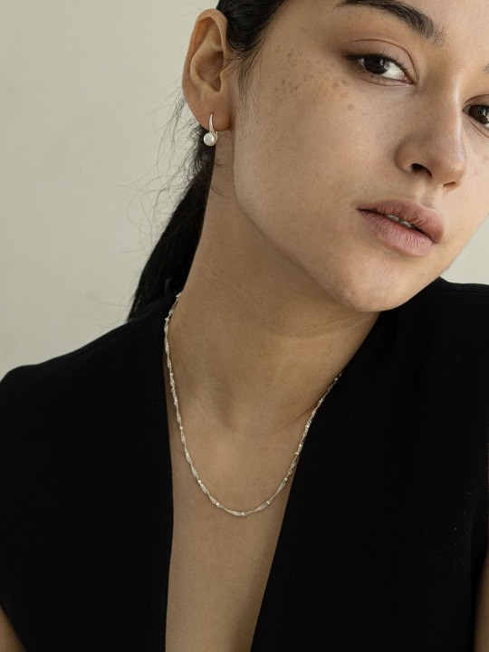 small ball chain necklace - silver - HAGO(하고)