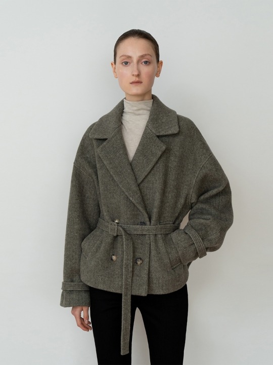 [파이널세일] BELTED DOUBLE BREASTED HERRINGBONE JACKET - HAGO(하고)