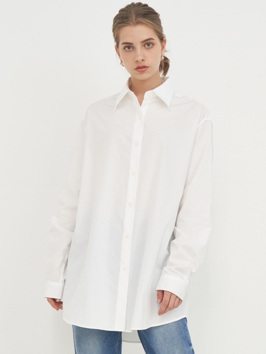 OVERFIT BASIC COLOR SHIRT_WHITE - 하고