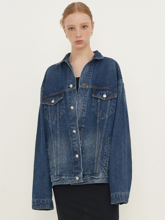 [UNISEX] OVERFIT DEEP BLUE DENIM JACKET_DEEP BLUE - HAGO(하고)