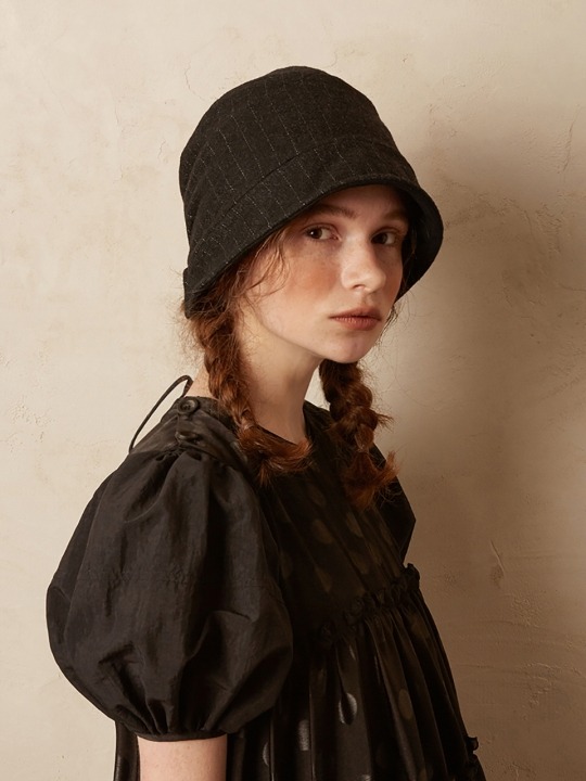 Banding Jane bonnet - Charcoal stripe - 하고(HAGO)