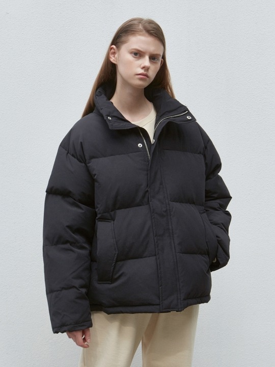 signature duck down short padding - black - HAGO(하고)