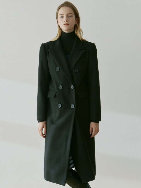JENNY DOUBLE LONG COAT_BLACK - HAGO(하고)