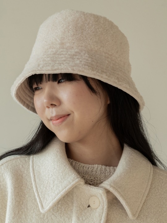 Bouclé Bucket Hat Ivory - 하고