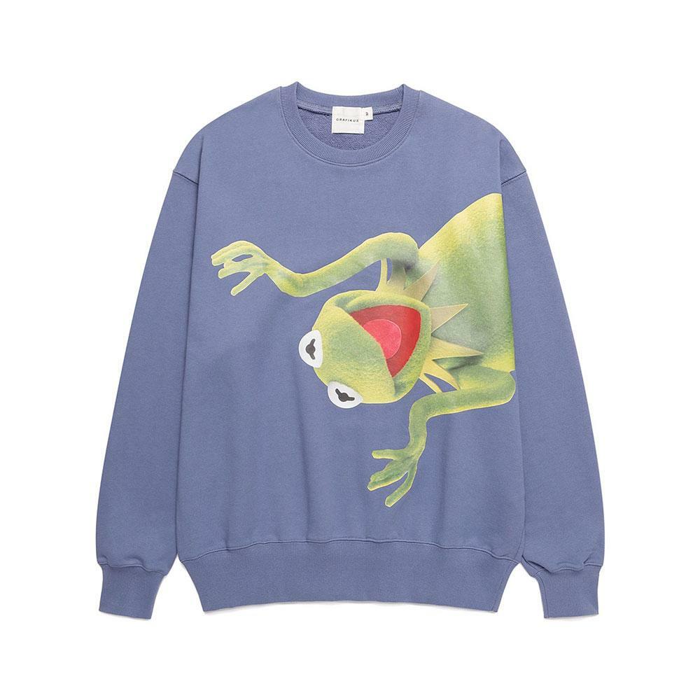 KERMIT WHAT SIDE SWEAT BLUE GREY - HAGO(하고)