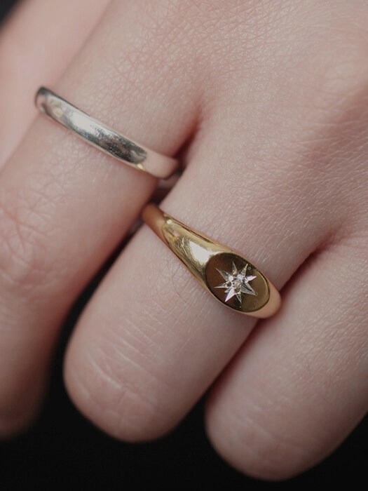 [Silver925] CL171 Star cubic gold flat ring - HAGO(하고)