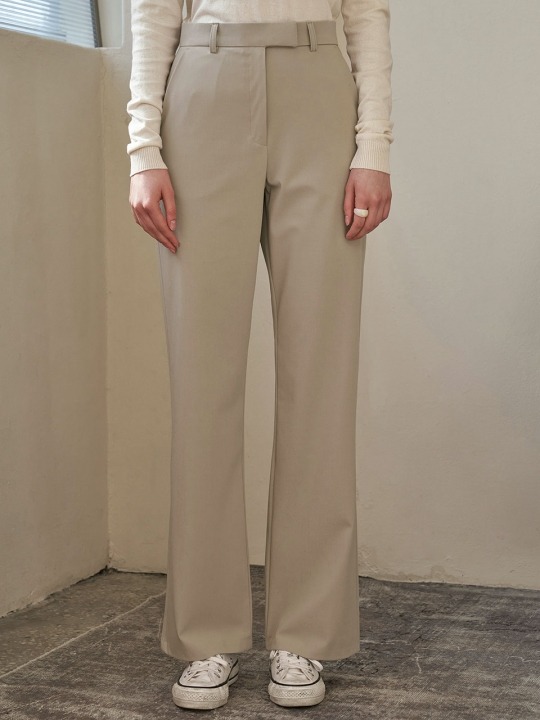 SIPT7023 Long Wide Slacks_Sand beige - 하고(HAGO)