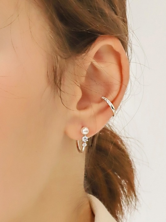 line cubic earcuff - 하고(HAGO)