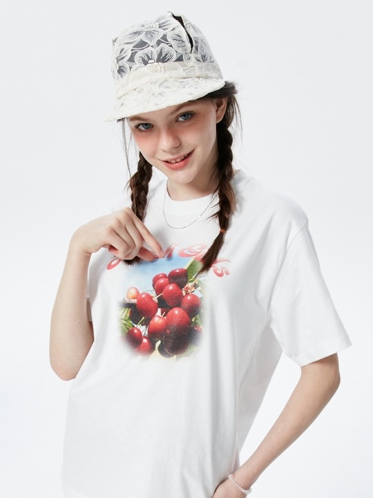 KIRSH GIRL CHERRY PRINT T-SHIRT KS [WHITE] - HAGO(하고)