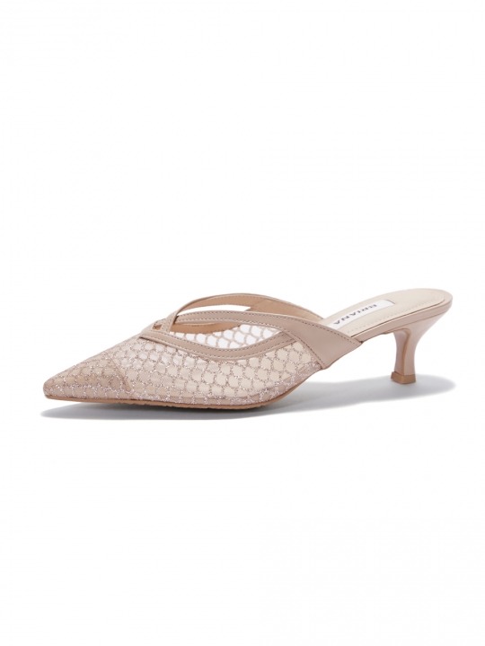 X-Strap Mesh Mule_Beige Glitter - HAGO(하고)