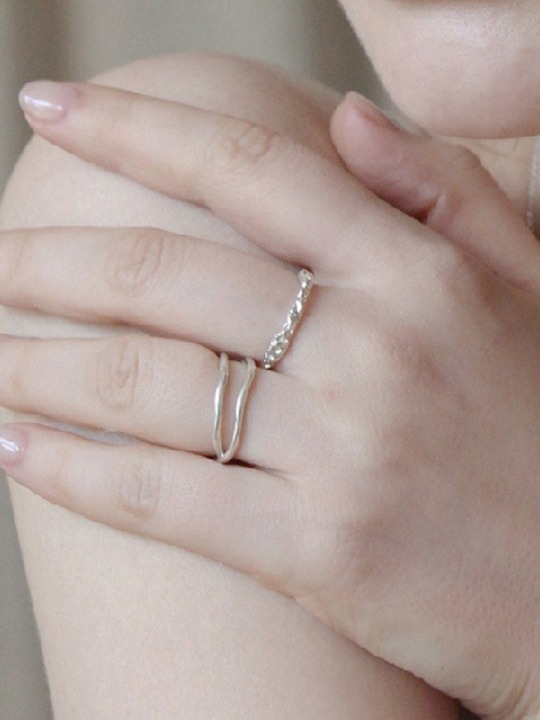 [HAGO단독][2SET][Silver925] TN053 Rough and curved lines layered ring set - 하고(HAGO)