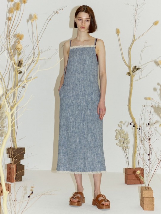 LINEN SLIP DRESS - BLUE - HAGO(하고)