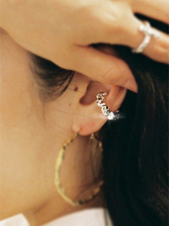 Chunky cord ear cuff Silver - HAGO(하고)