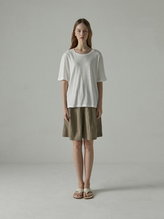 basic linen tee_IVORY - HAGO(하고)