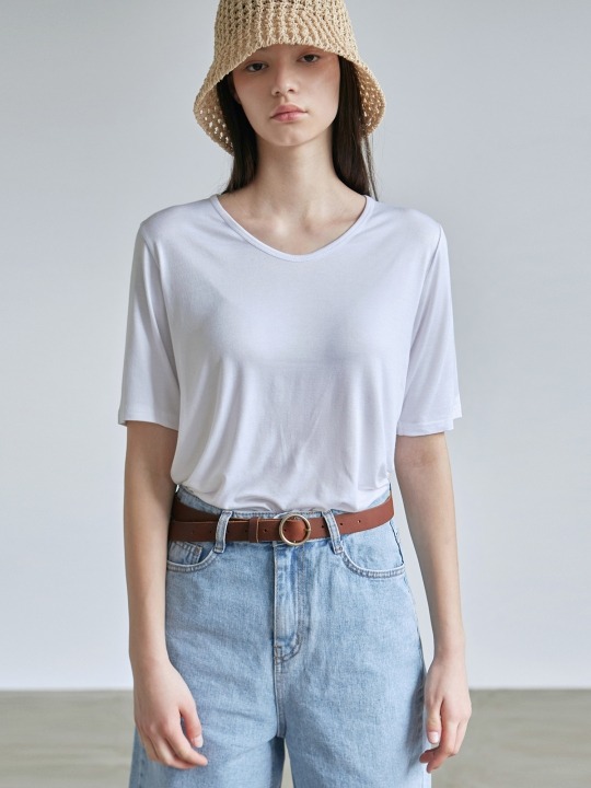 BASIC HALF TEE_WHITE - 하고(HAGO)