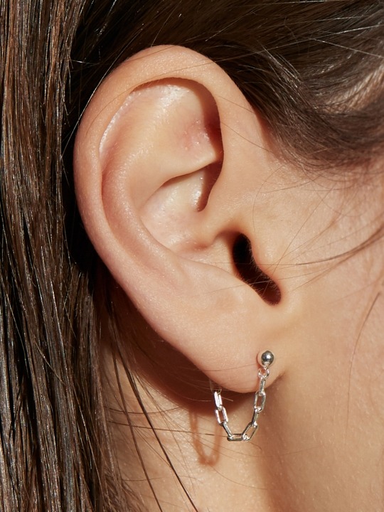 Silver Square Chain Earring - HAGO(하고)