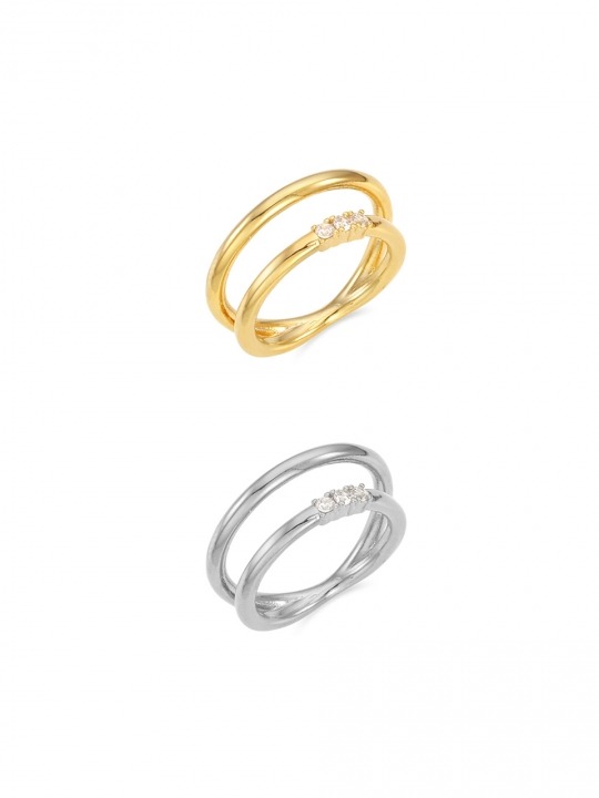 Crystal Line Layered Ring_2Color - 하고(HAGO)