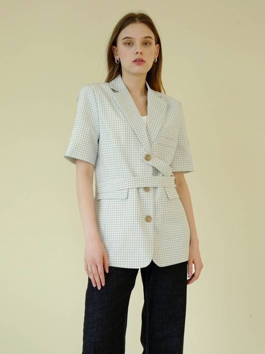 mint gingham check jacket - 하고