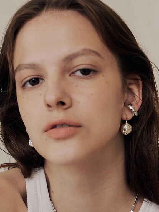 [silver925]round button hook earring - 하고