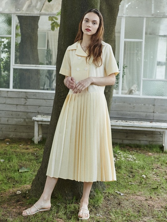 Pleated Long One-piece_lemon - HAGO(하고)