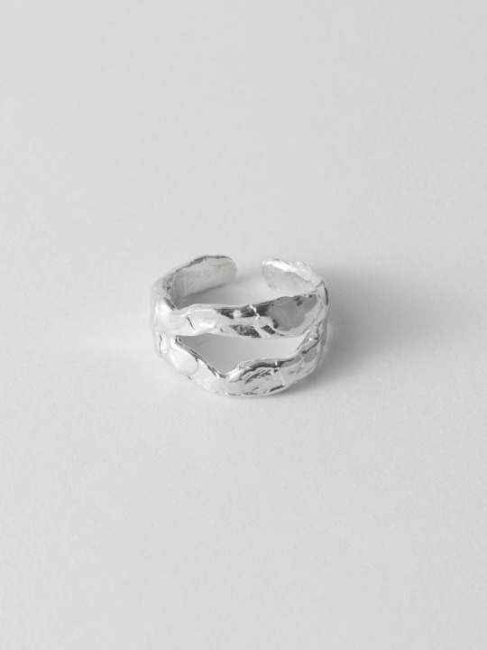 Rough Silver Two Line Ring - HAGO(하고)