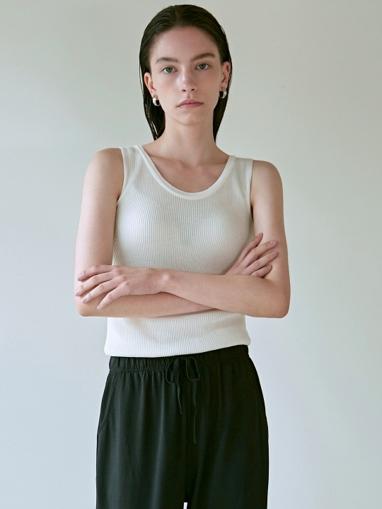 BASIC KNIT SLEEVELESS_IVORY - HAGO(하고)