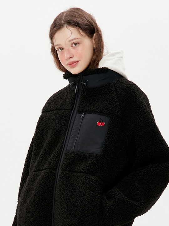 CHERRY FLEECE JACKET KA [BLACK] - HAGO(하고)