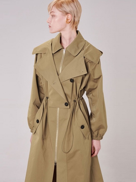 DOUBLE LAYERED HOOD COAT_OLIVE DRAB - HAGO(하고)