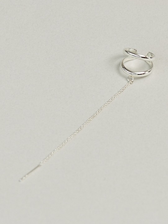 Silver Dangle Drop Ear Cuff - HAGO(하고)